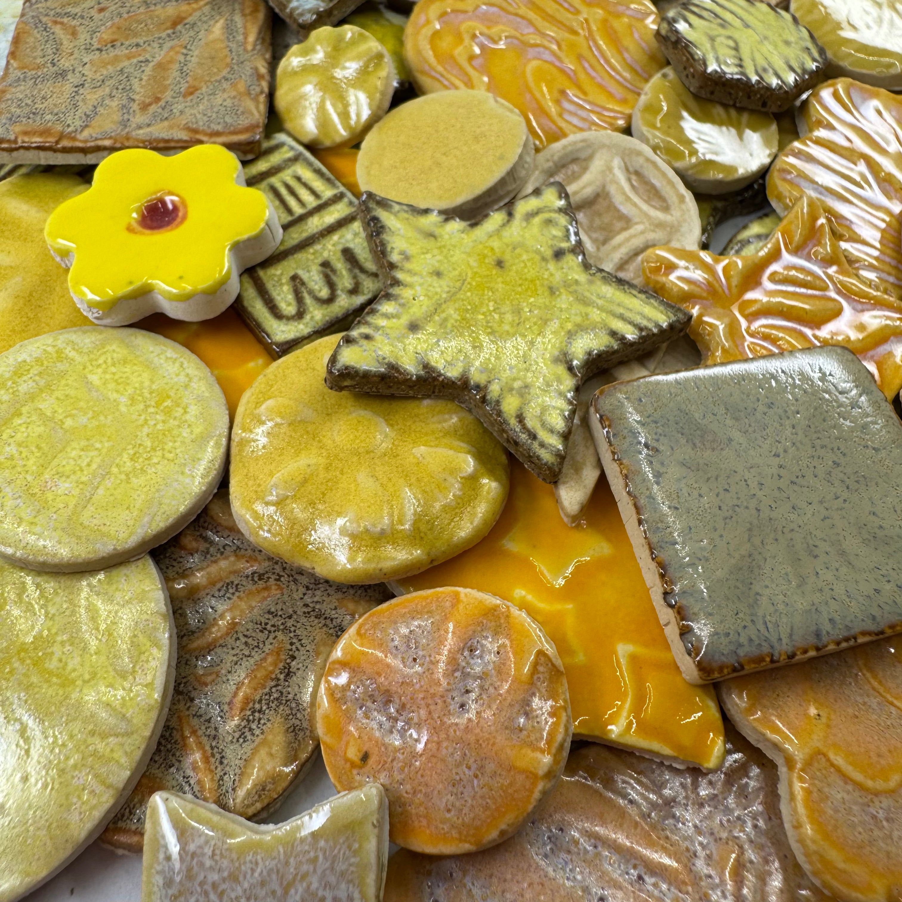 Yellow Grab Bag - Handmade Ceramic tiles – Luna Mosaic Arts