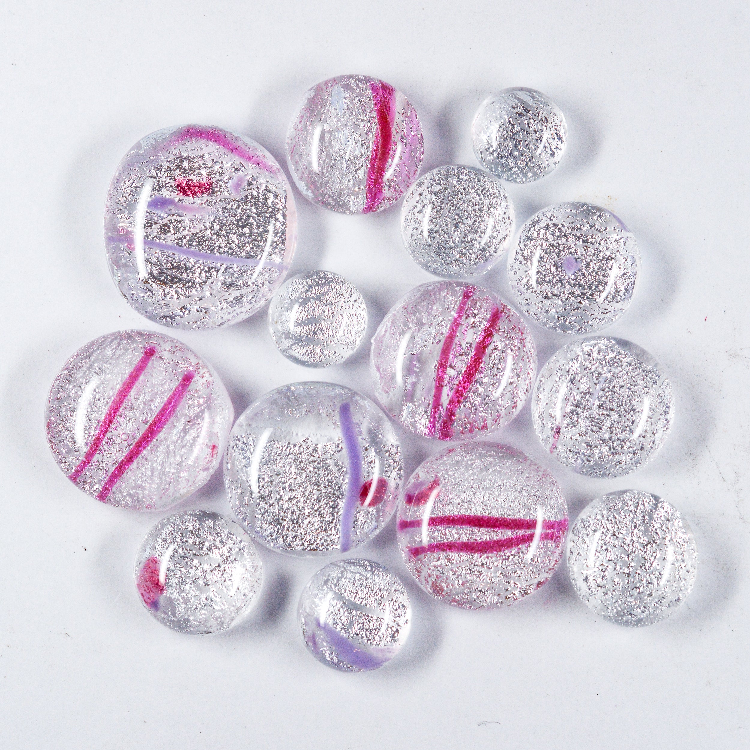 Dichroic Frit Balls - Silver with Pink and Violet – Luna Mosaic Arts