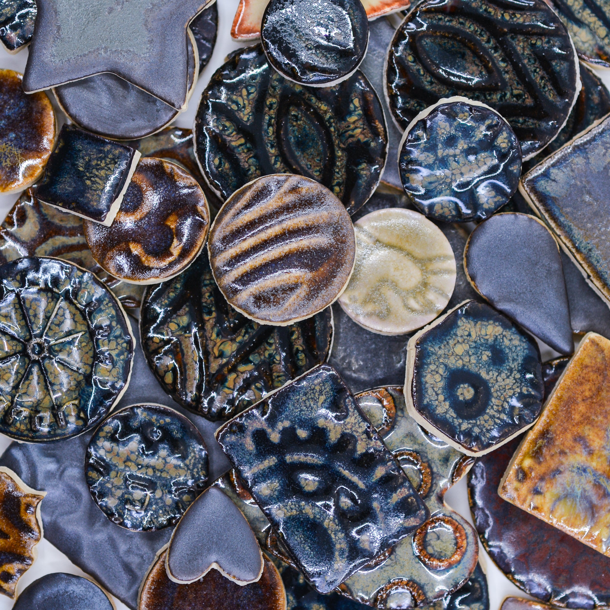 Black/Brown Grab Bag - Handmade Ceramic tiles – Luna Mosaic Arts