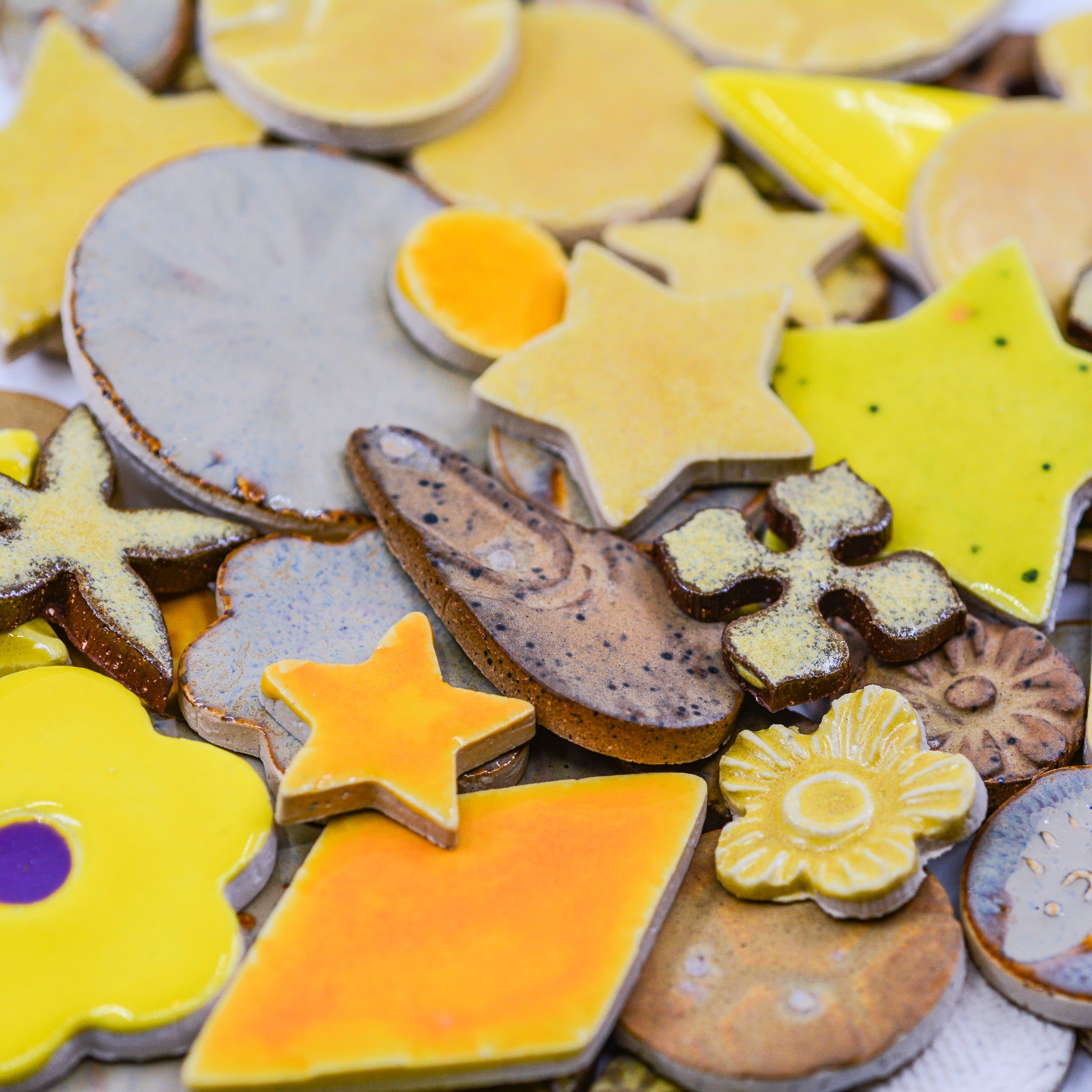 Yellow Grab Bag - Handmade Ceramic tiles – Luna Mosaic Arts