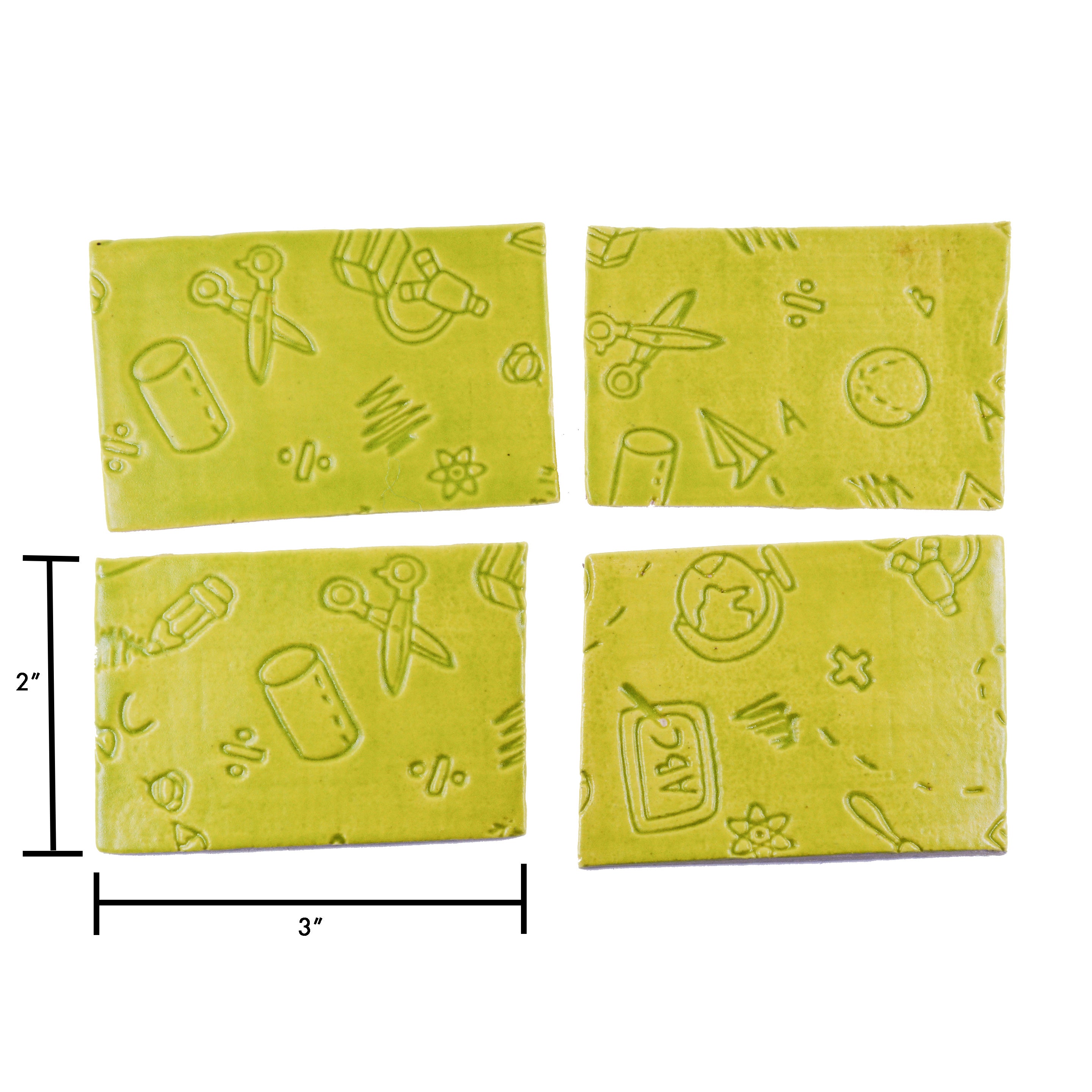 Light Green Terrain - 2x3in Handmade Ceramic Tiles – Luna Mosaic Arts