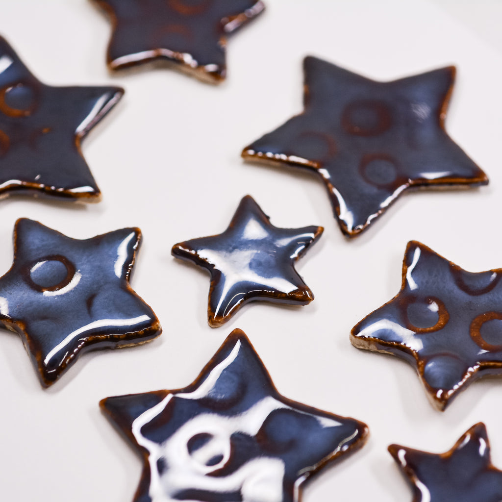 Metallic Stars - Handmade Ceramic tiles – Luna Mosaic Arts