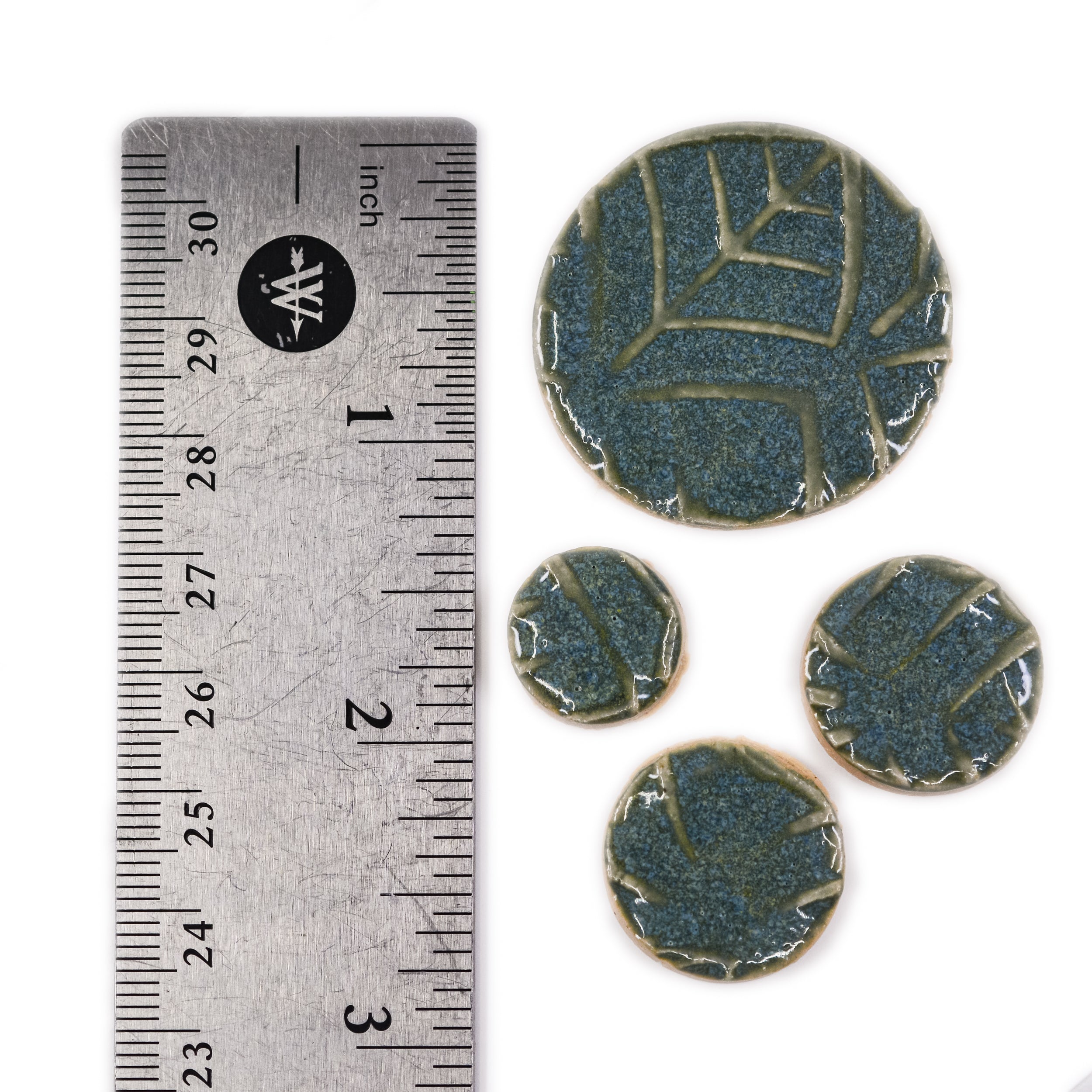 Blue Grey Circles- Handmade Ceramic tiles – Luna Mosaic Arts